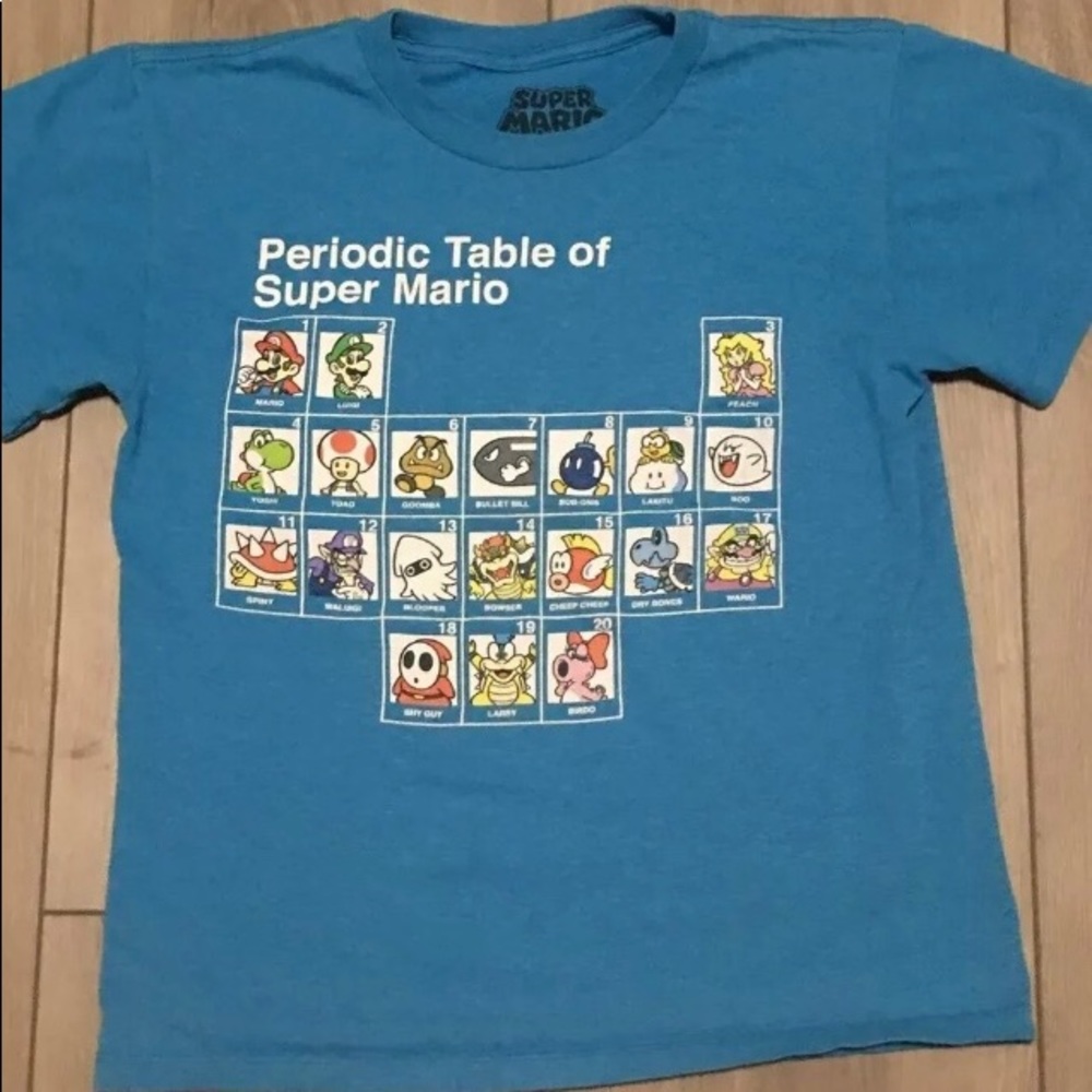 Vintage Nintendo Super Mario Periodic Table Shirt - Gem